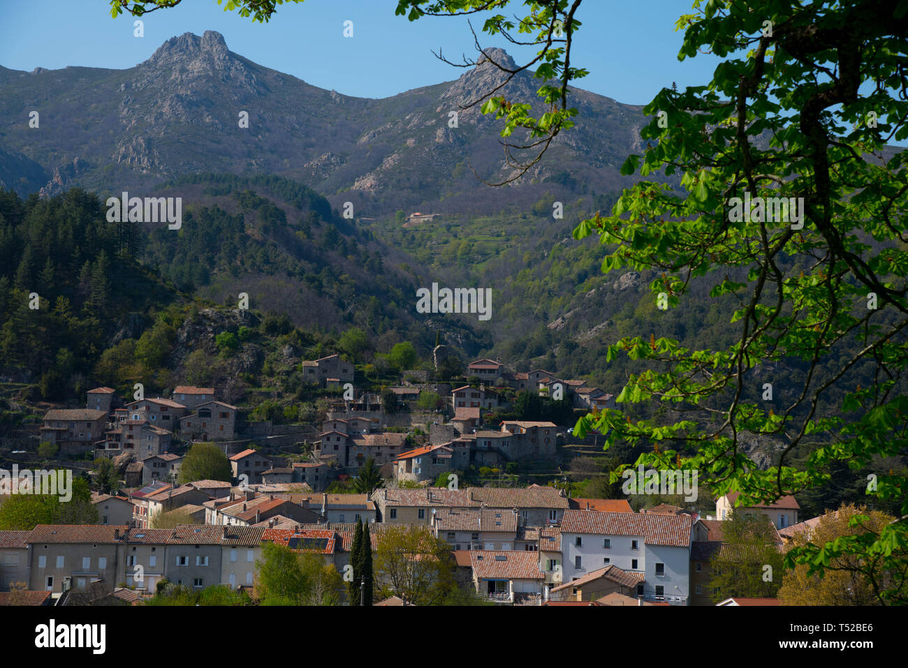 The beautiful village of Jaujac in the Monts d'Ardeche in France Stock ...