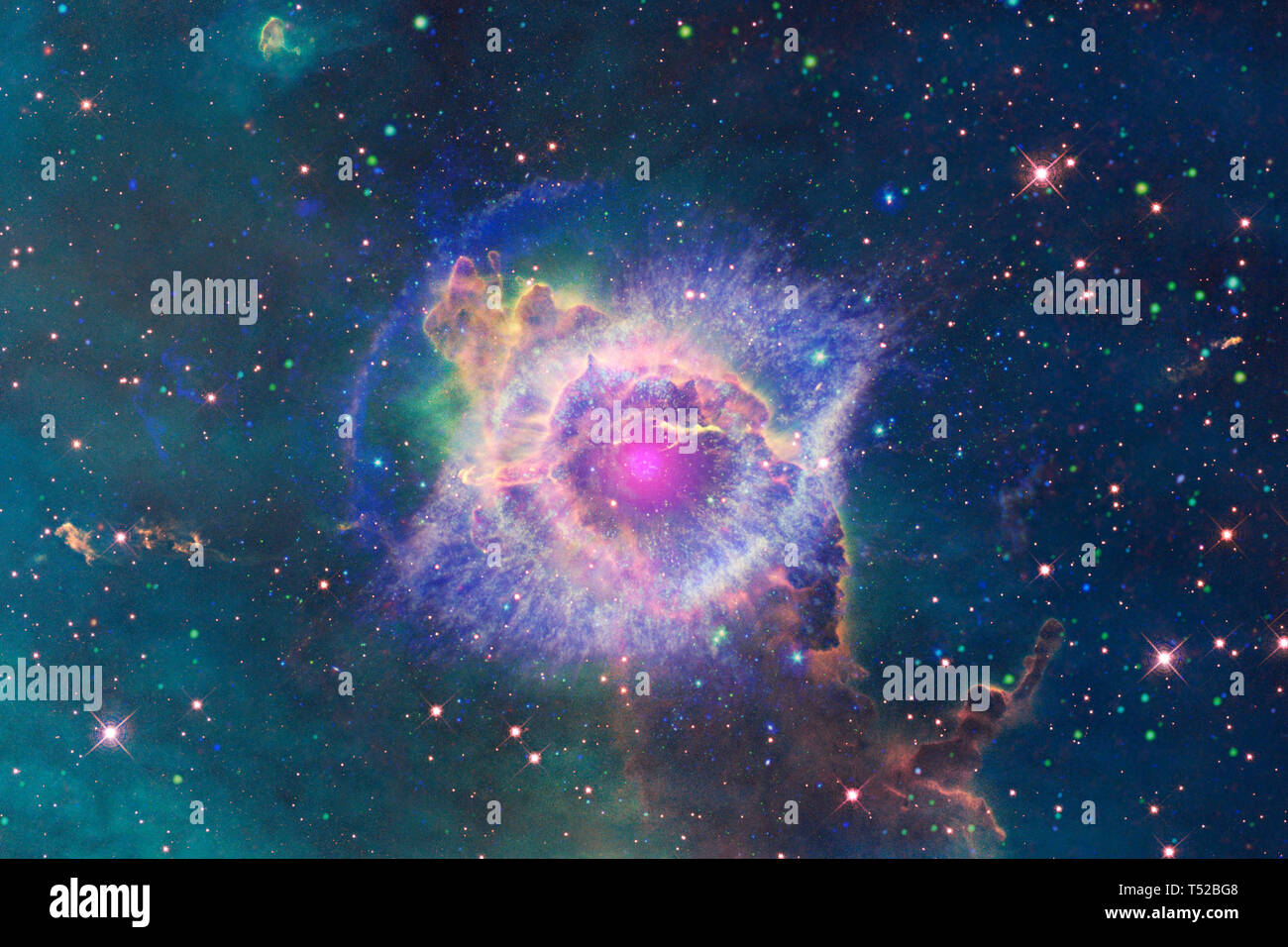 Cosmic landscape, colorful science fiction wallpaper with endless outer ...