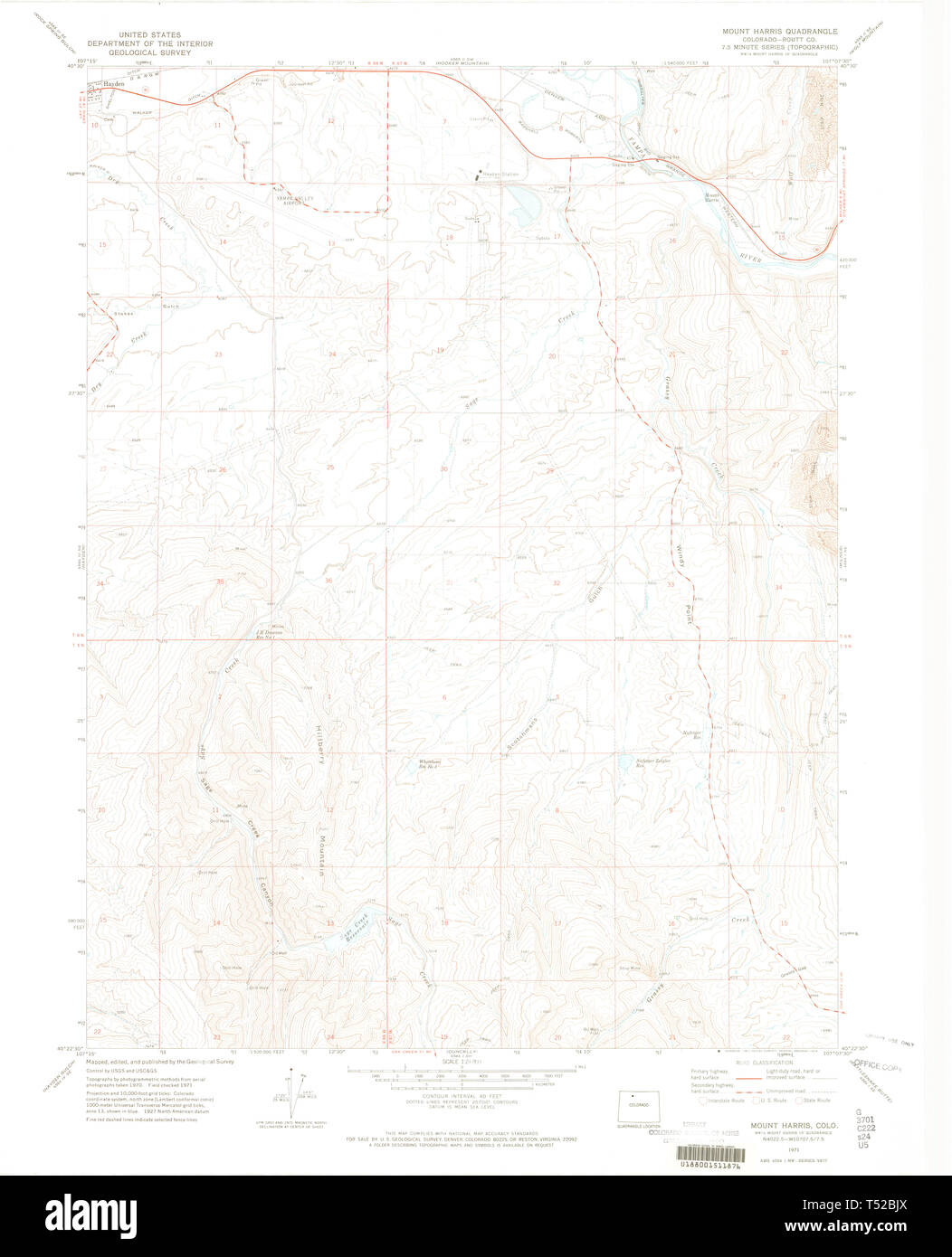 USGS TOPO Map Colorado CO Mount Harris 401673 1971 24000 Restoration ...