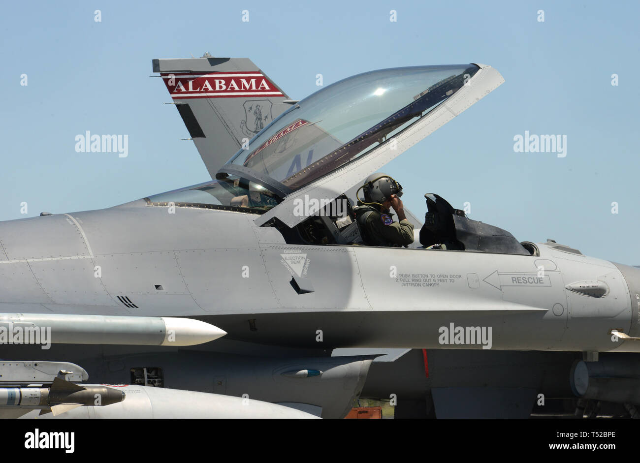 A U.S. Air Force F-16 Falcon assigned to the 100th Fighter Squadron ...