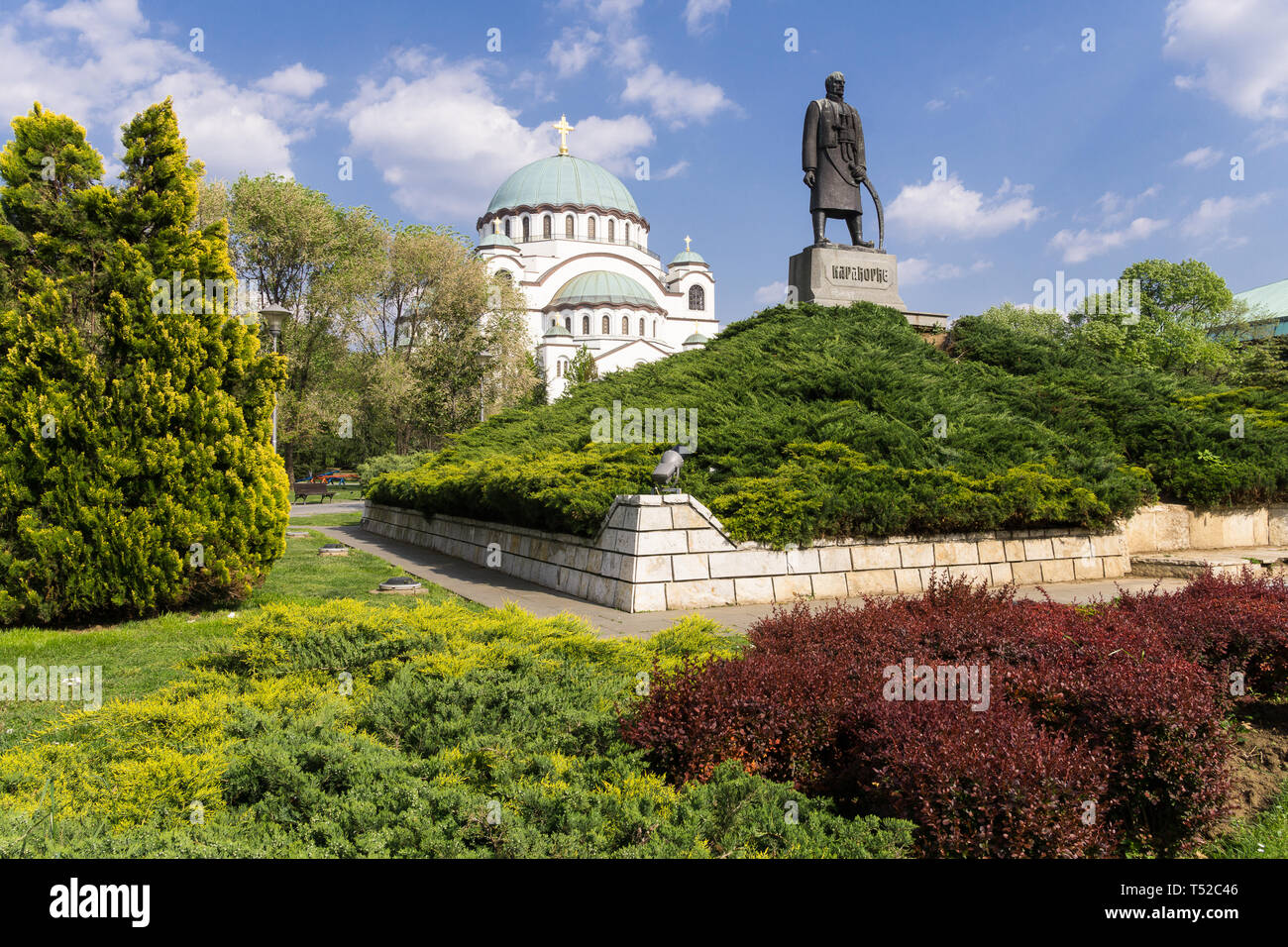 Belgrade Serbia - Saint Sava church and Karadjordje monument in Vracar ...