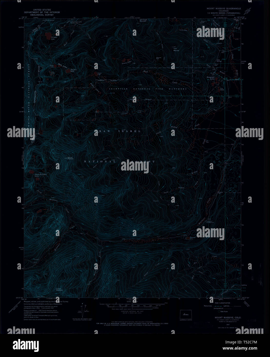 USGS TOPO Map Colorado CO Mount Massive 401690 1967 24000 Inverted ...