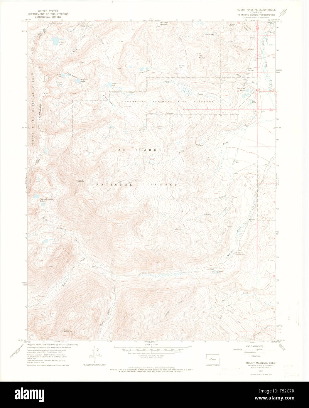 USGS TOPO Map Colorado CO Mount Massive 401690 1967 24000 Restoration ...
