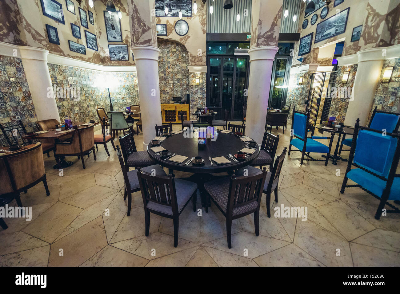 Restaurant in Fairmont Amman luxury hotel in Amman city, Jordan Stock ...