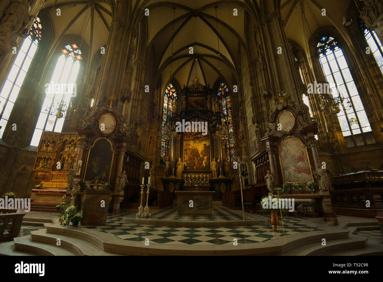 VIENNA, AUSTRIA - APRIL 25, 2018: Altar of the Cathedral of St. Stephen ...