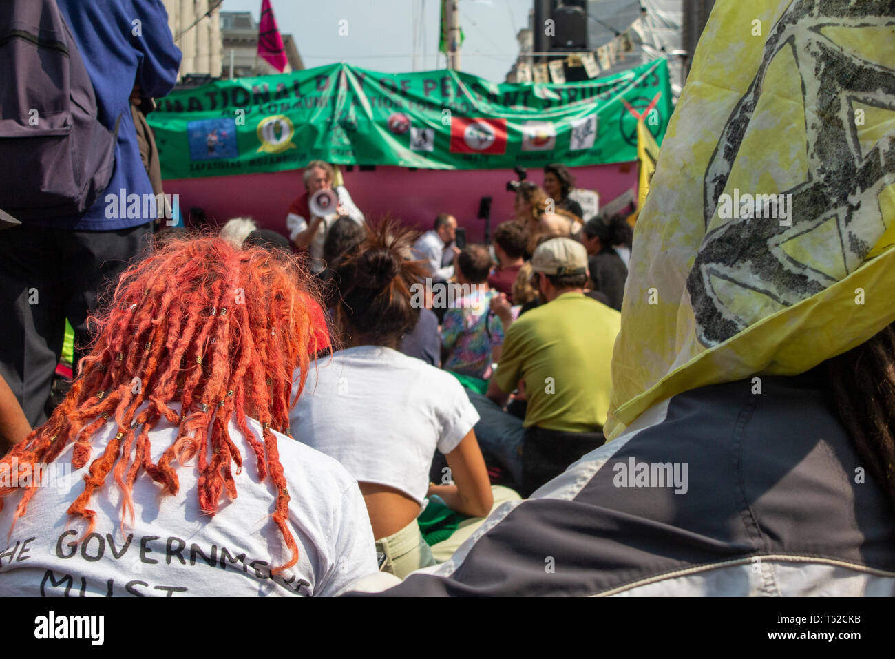 An environmental activist with orange dreadlocks from the Extinction ...