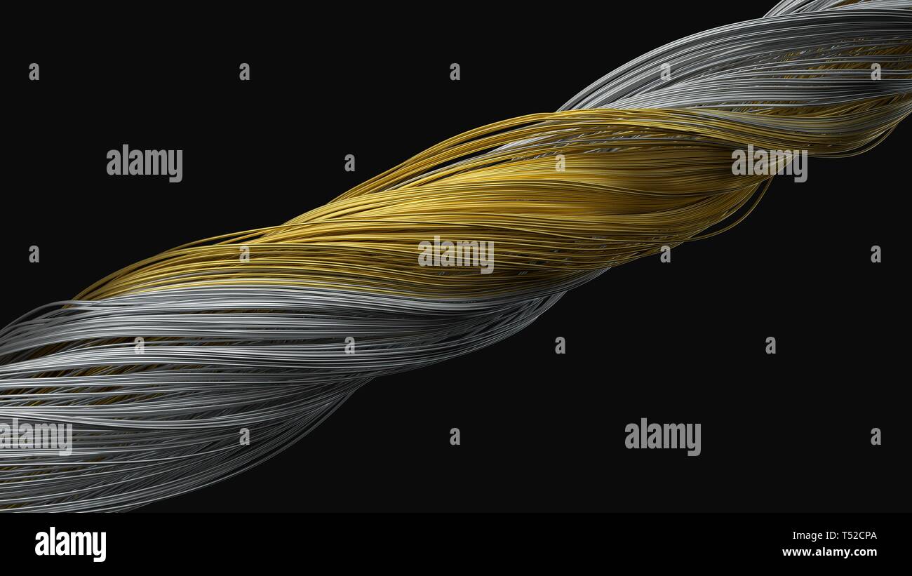 twisting metal wires. flowing metal rods on air. 3d illustration Stock ...