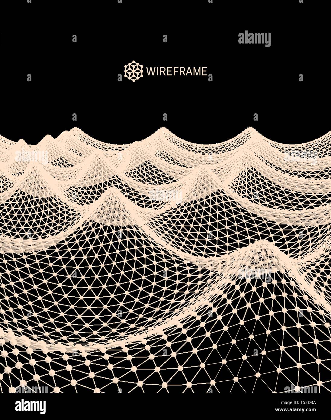 Water Surface. Wavy Grid Background. 3d Abstract Vector Illustration ...