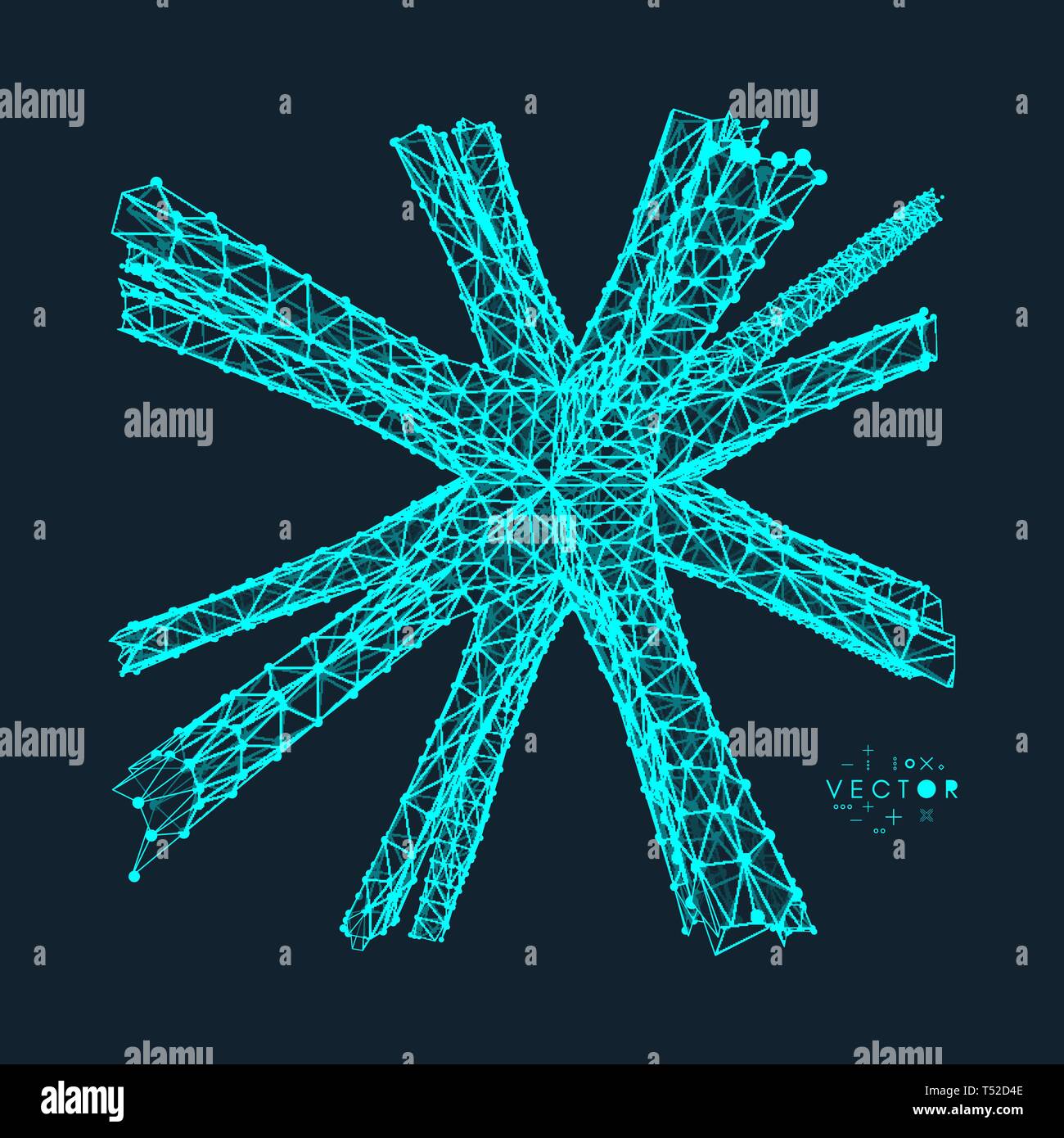 Connection Structure Wireframe Vector Illustration 3d Abstract