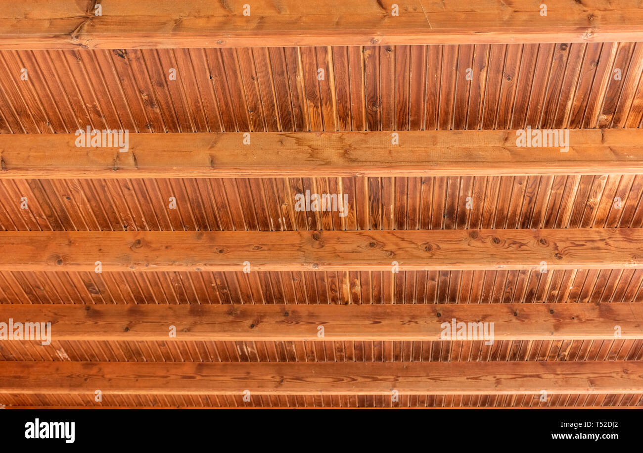 Horizontal background wooden boards and roof beams - Real wood boarding ...