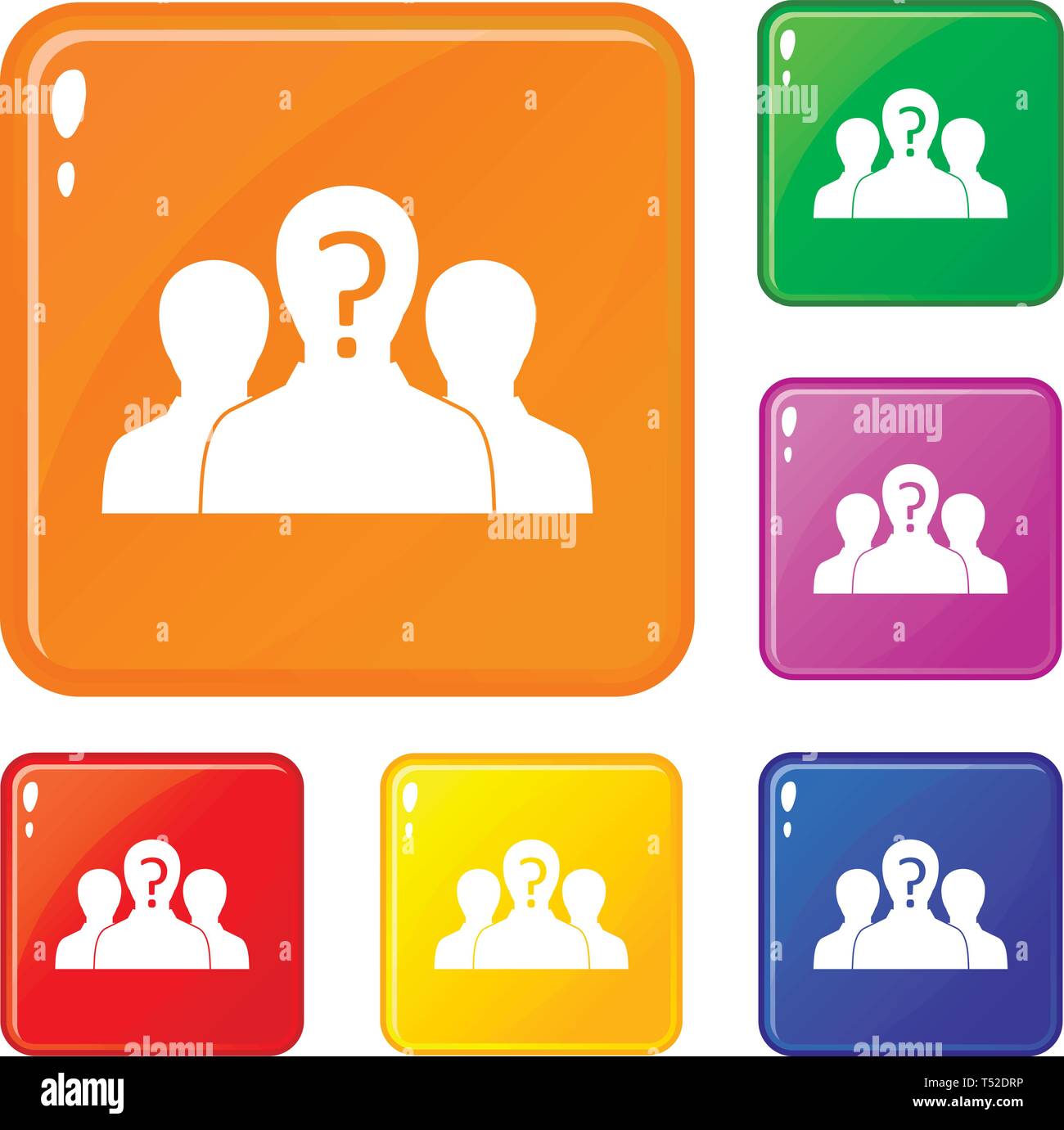 Group of people with unknown personality icons set vector color Stock ...