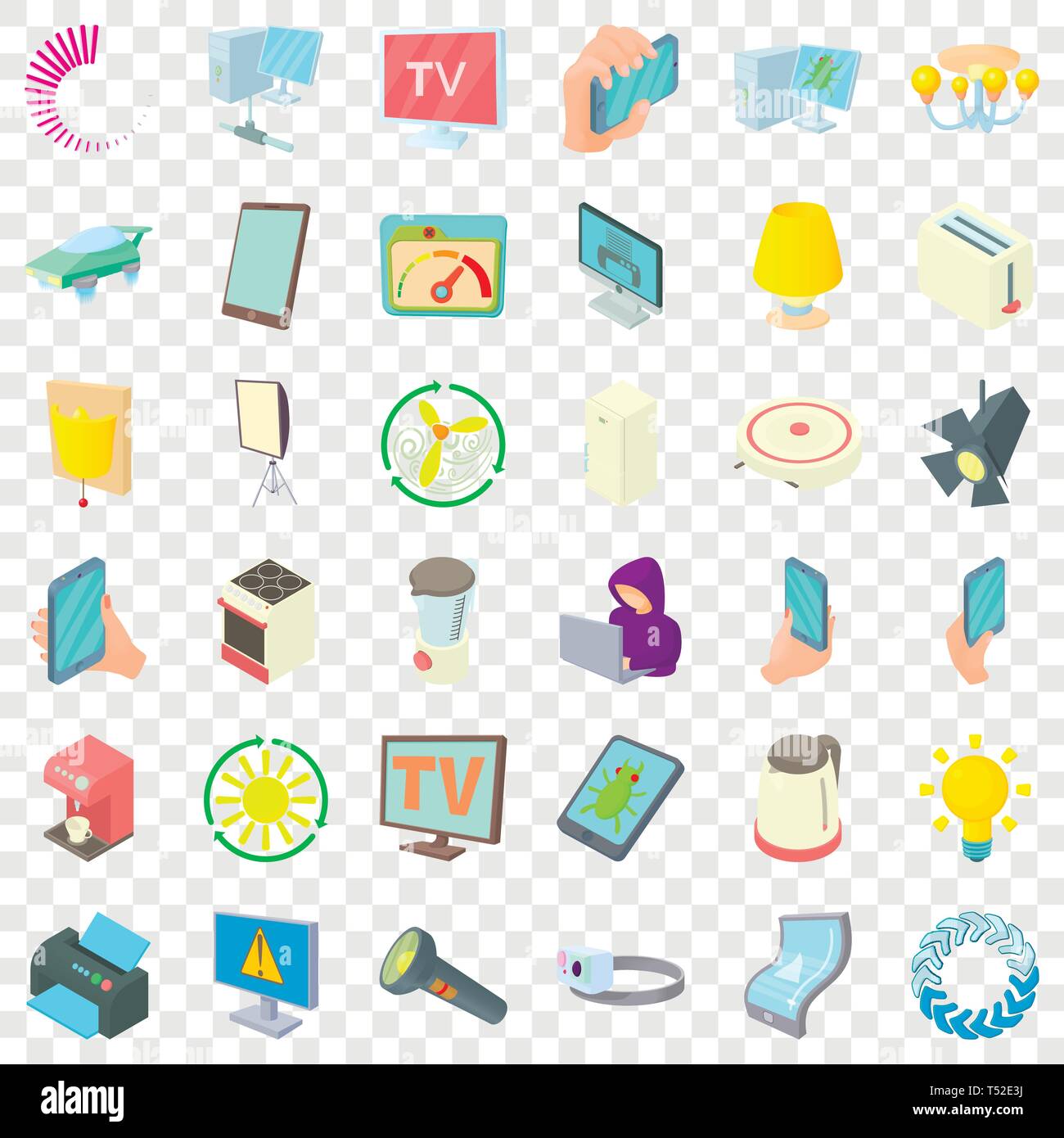 Electricity monitor icons set, cartoon style Stock Vector Image & Art ...
