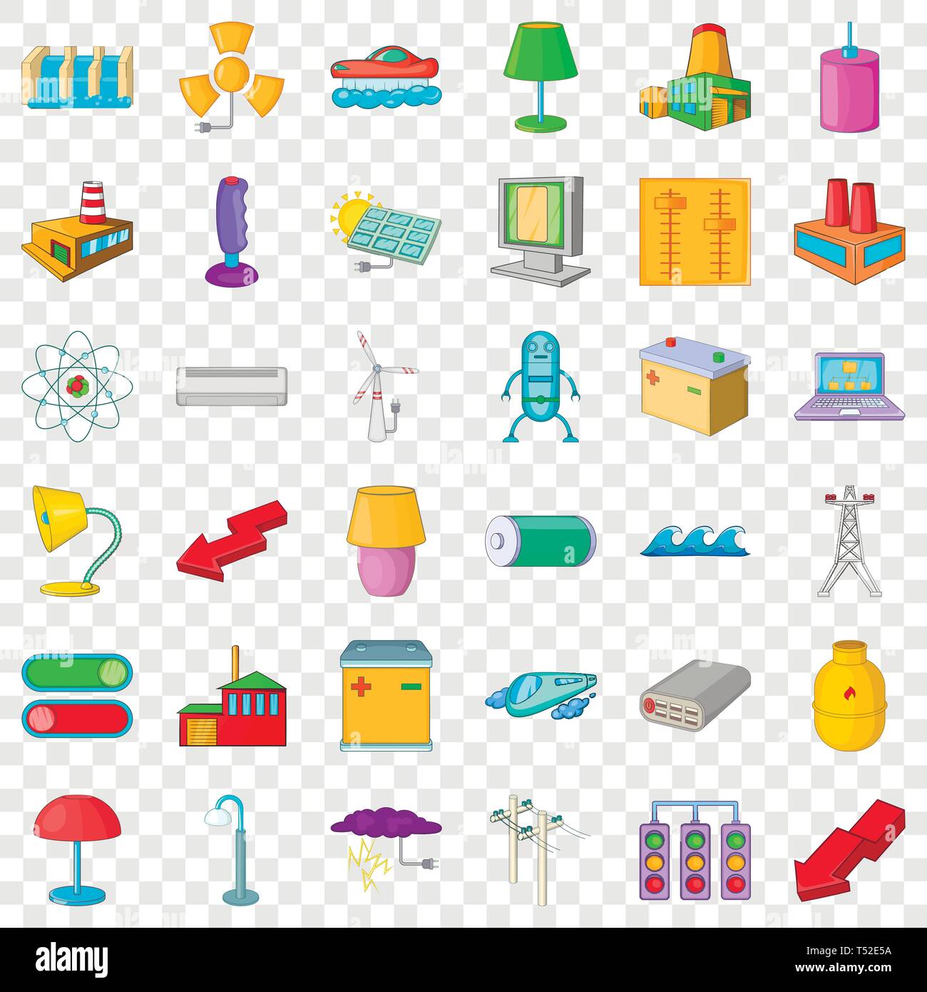 Electricity lamp icons set, cartoon style Stock Vector Image & Art - Alamy