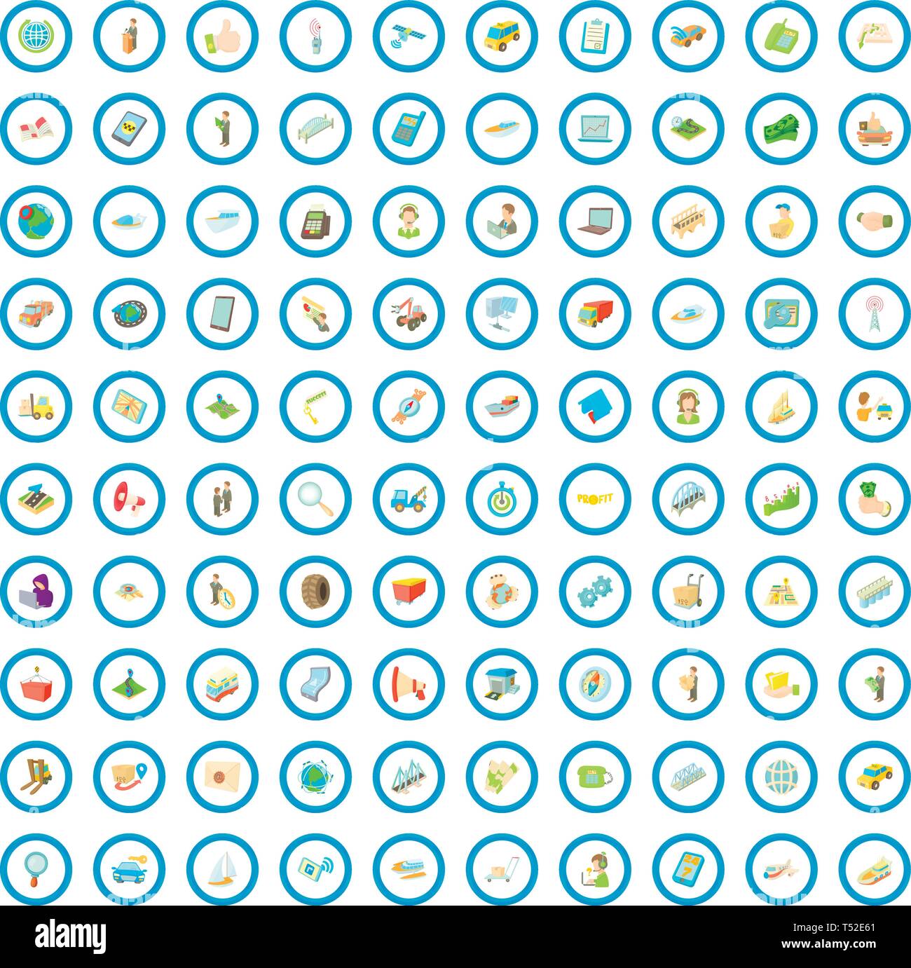 100 transport management icons set, cartoon style Stock Vector Image ...