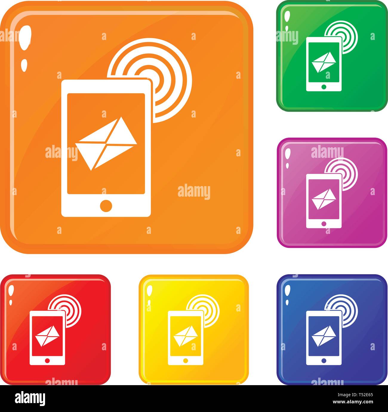 Mobile mail sign icons set vector color Stock Vector Image & Art - Alamy