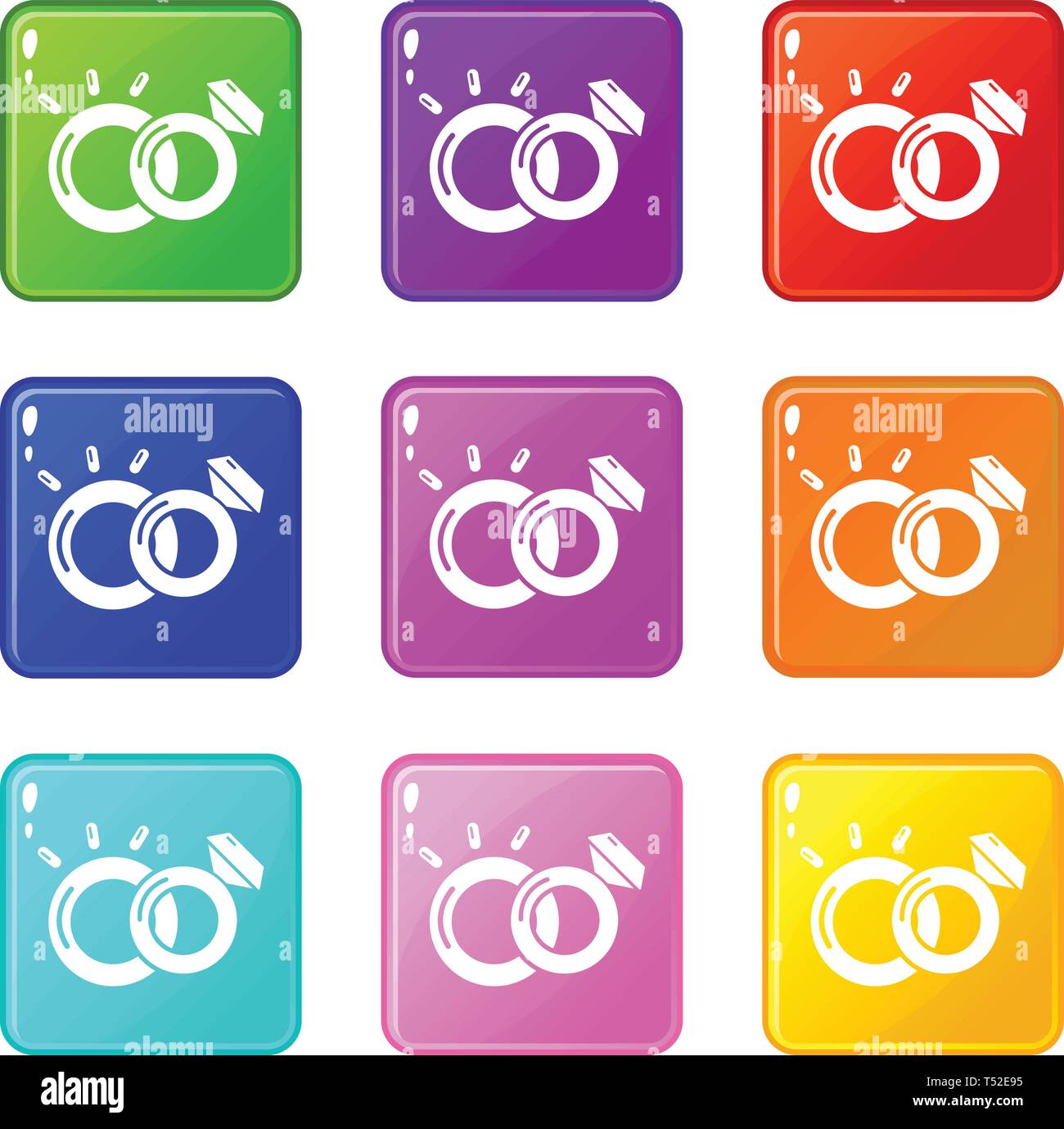 Wedding rings icons set 9 color collection Stock Vector Image & Art - Alamy