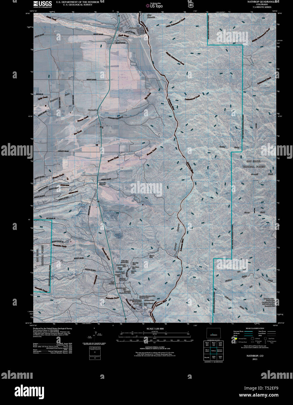 USGS TOPO Map Colorado CO Nathrop 20110217 TM Inverted Restoration ...