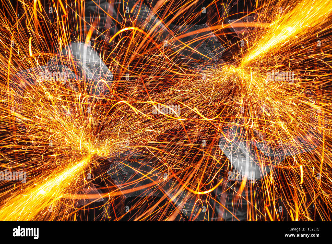 Bright lighting from spark welding Iron soldering, Man working on iron ...