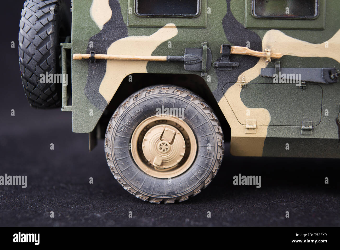 Russian military armored camouflage jeep Tiger. Closeup view. Plastic ...