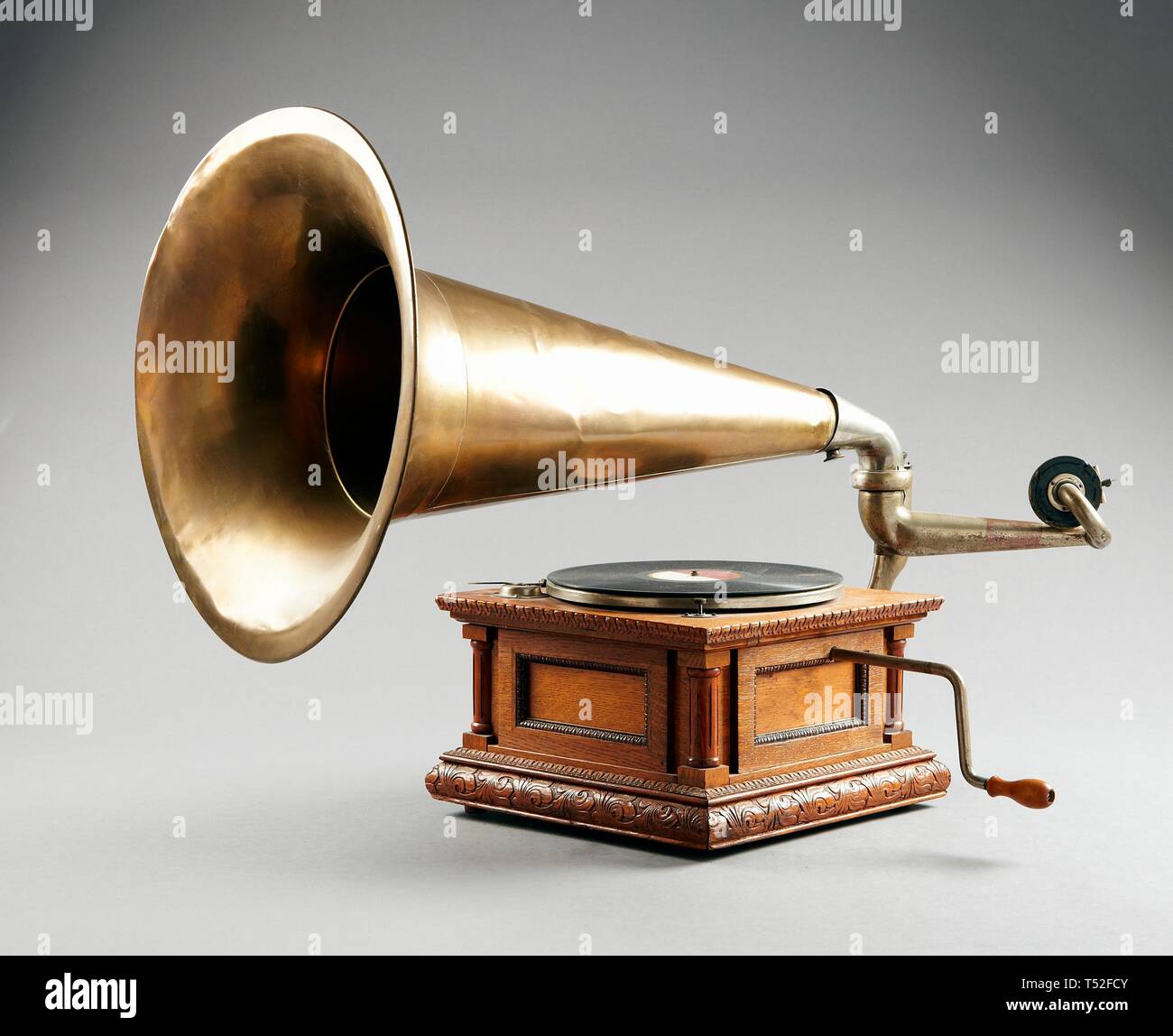 Antique Gramophone isolated on grey background Stock Photo - Alamy