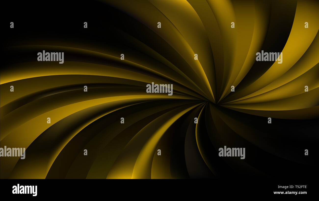 Abstract Black and Gold Spiral Rays Background Vector Illustration ...