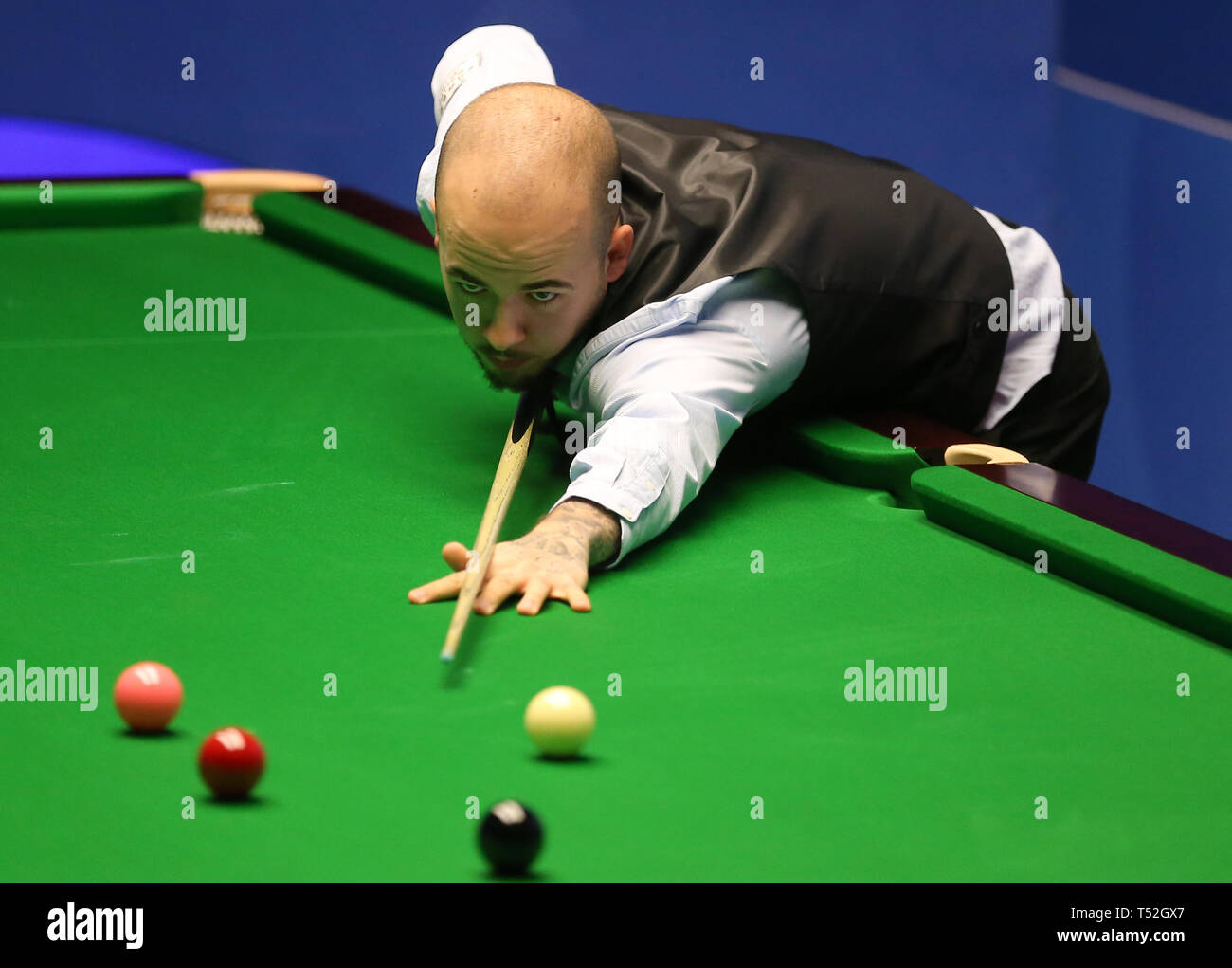 Luca Brecel during day one of the 2019 Betfred World Championship at ...