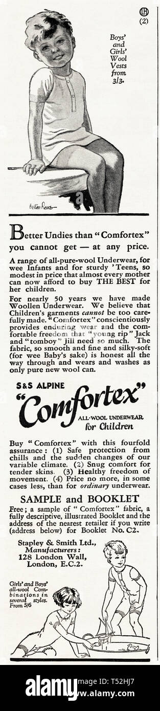 Original 1930s vintage old print advertisement from 30s English ...