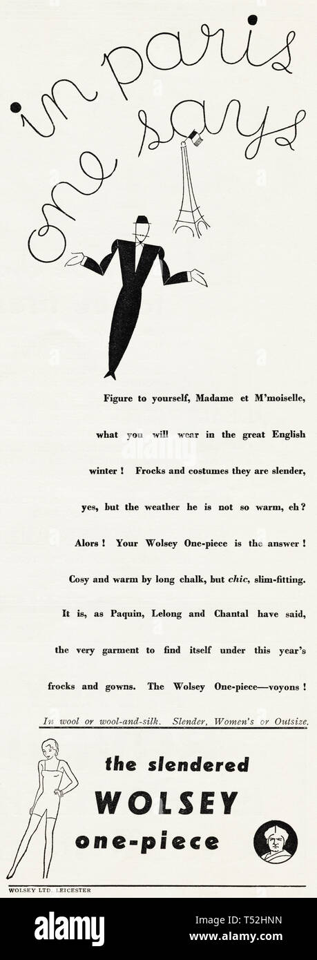 Original 1930s vintage old print advertisement from 30s English ...