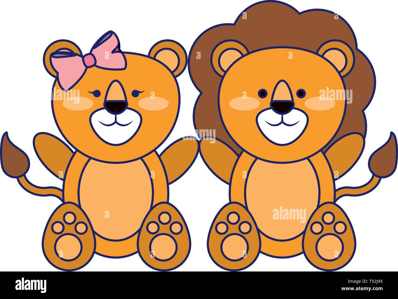 Cute animals couple blue lines Stock Vector Image & Art - Alamy