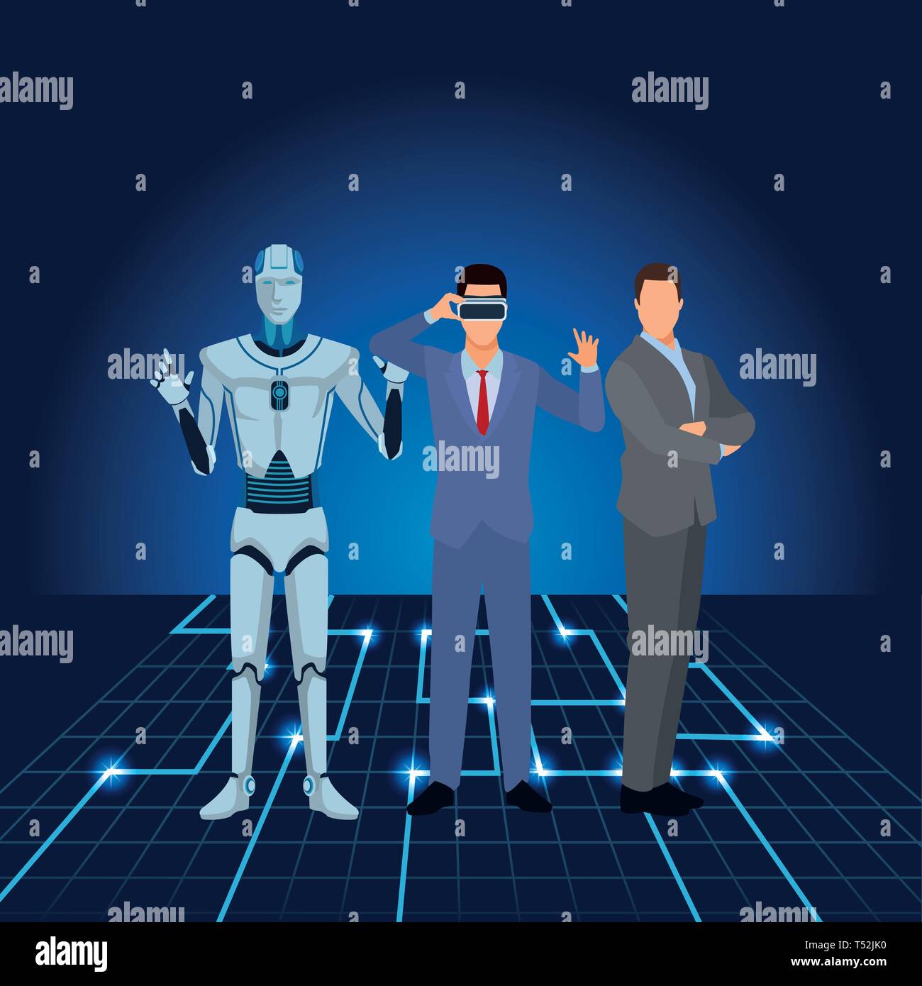 humanoid robot and businessmen Stock Vector Image & Art - Alamy
