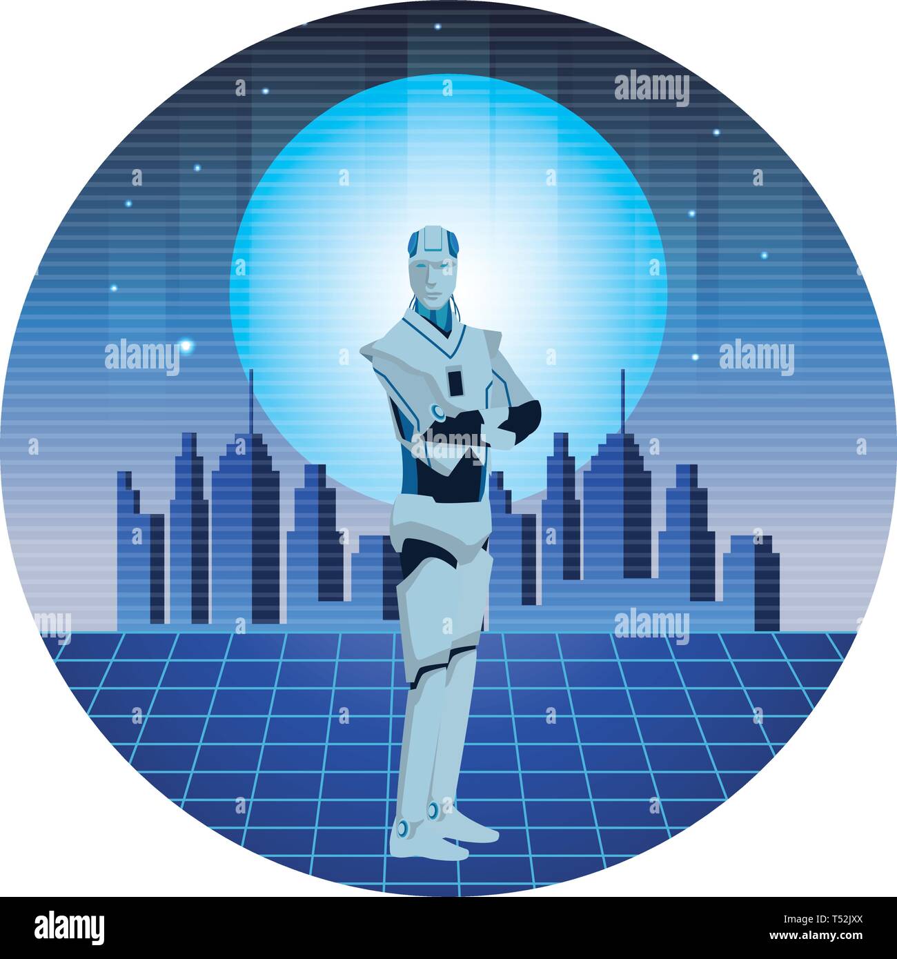 humanoid robot avatar round icon Stock Vector Image & Art - Alamy
