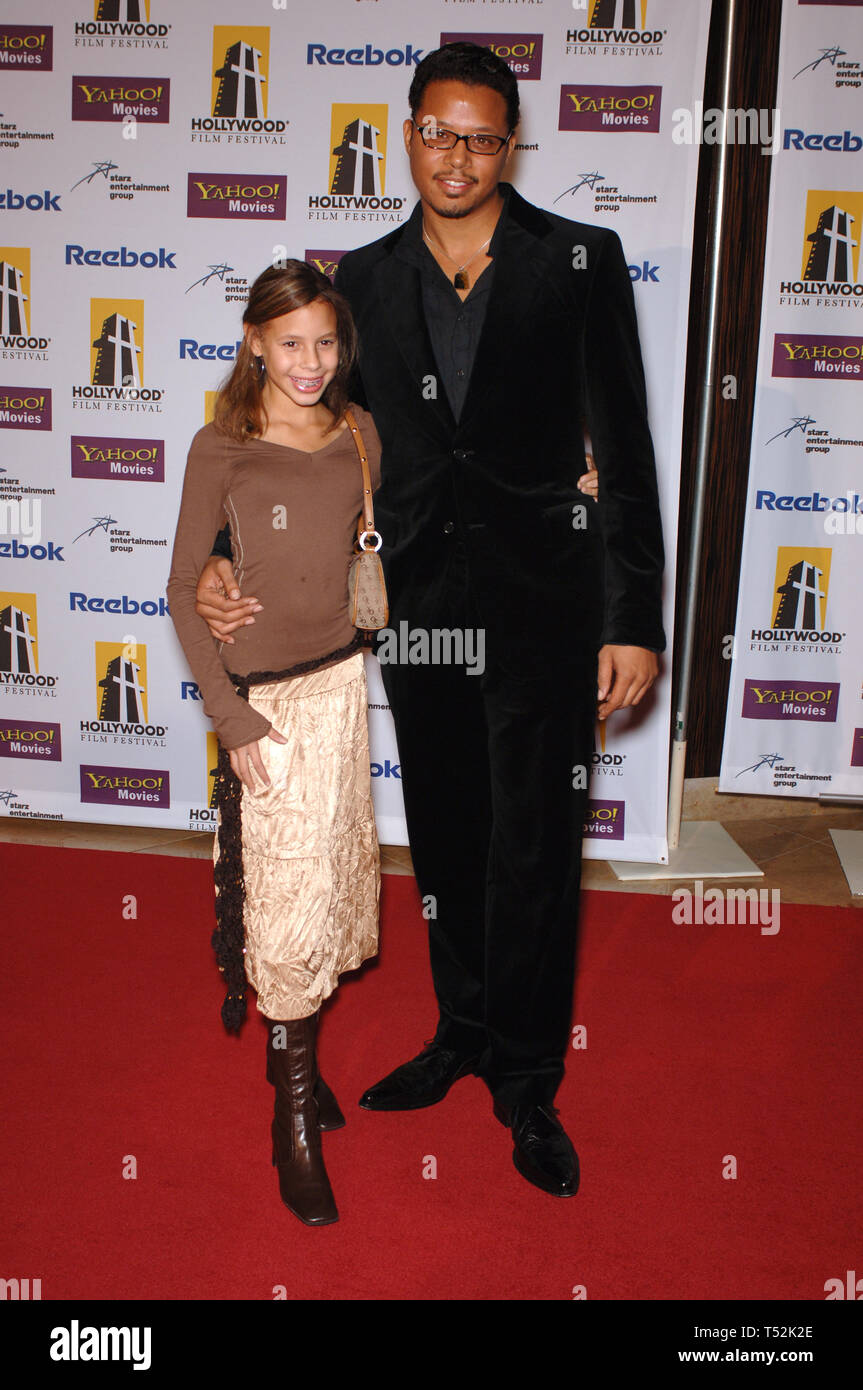 LOS ANGELES, CA. October 24, 2005: Actor TERRENCE HOWARD & daughter at ...