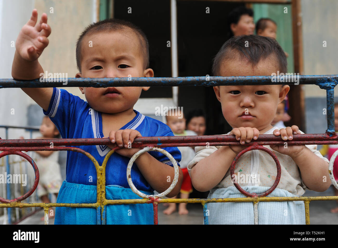 12.08.2012, Wonsan, North Korea, Asia - North Korean children are ...