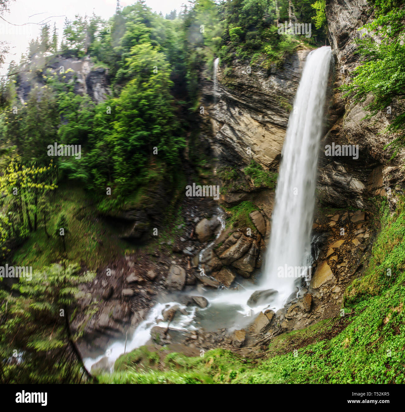 The Berschnerfall, a waterfall above Walenstadt, Swiss Alps Stock Photo ...