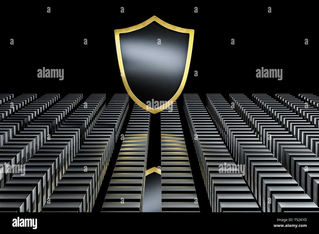 3d rendering, a defense shield with technological background, computer ...