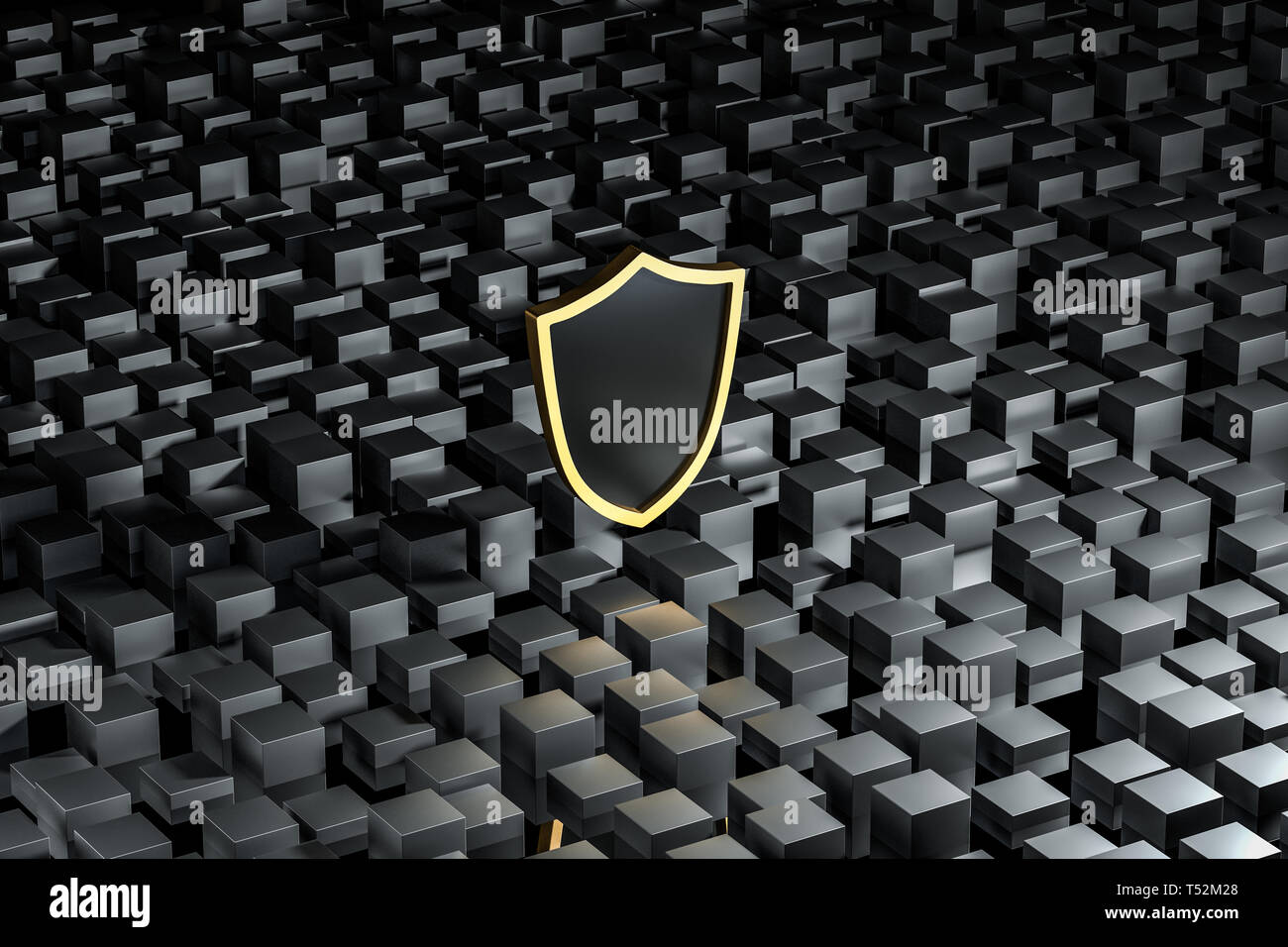 3d rendering, a defense shield with technological background, computer ...