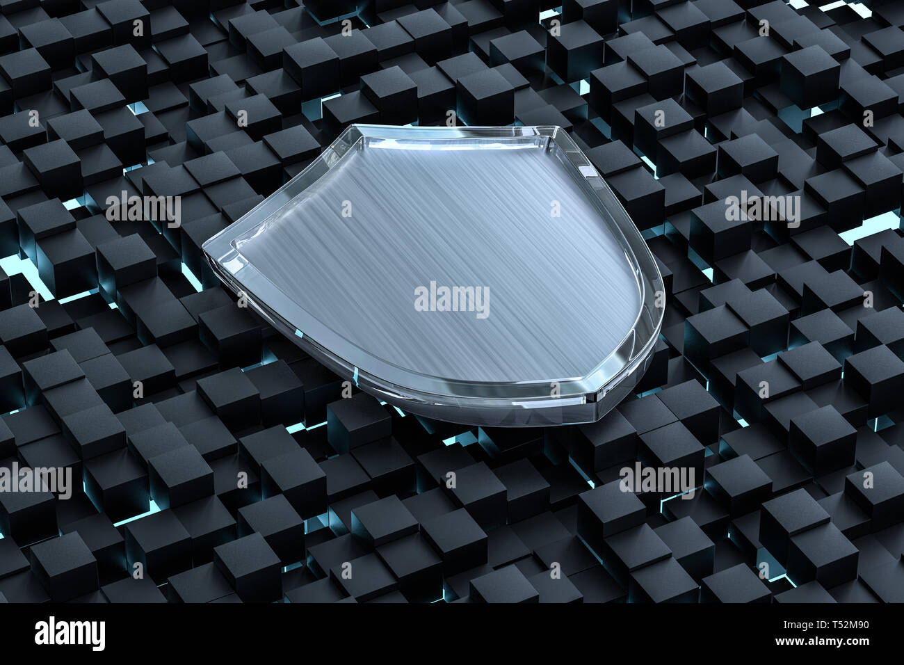 3d rendering, a defense shield with technological background, computer ...