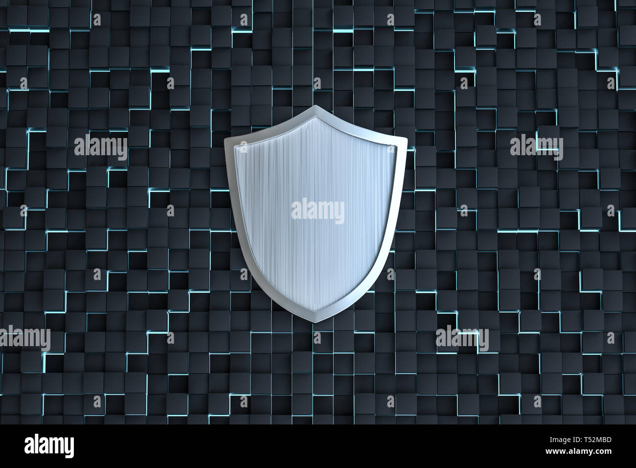 3d rendering, a defense shield with technological background, computer ...