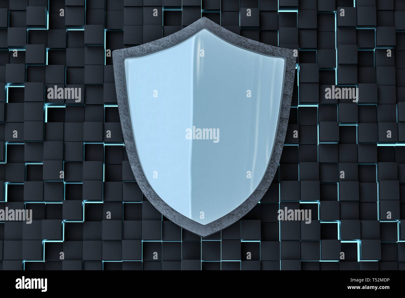 3d rendering, a defense shield with technological background, computer ...