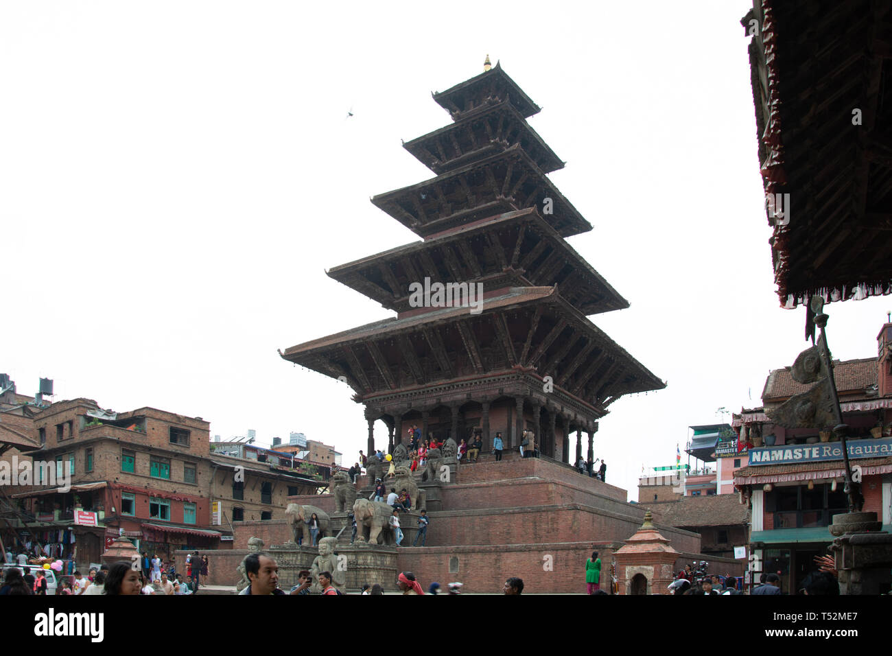 Kathmandu, Nepal - May 06, 2017: View of famous five storeyed temple ...