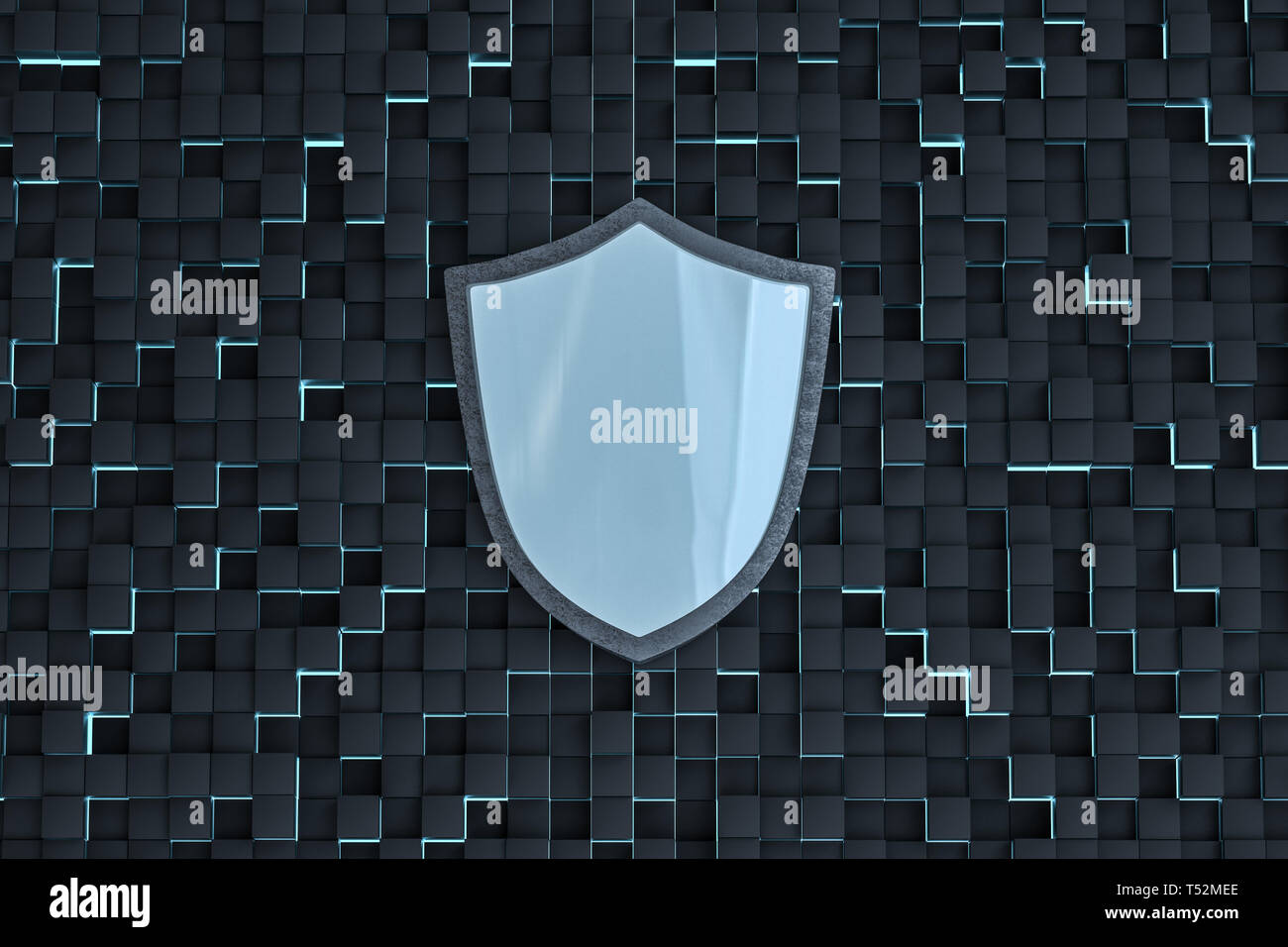 3d rendering, a defense shield with technological background, computer ...