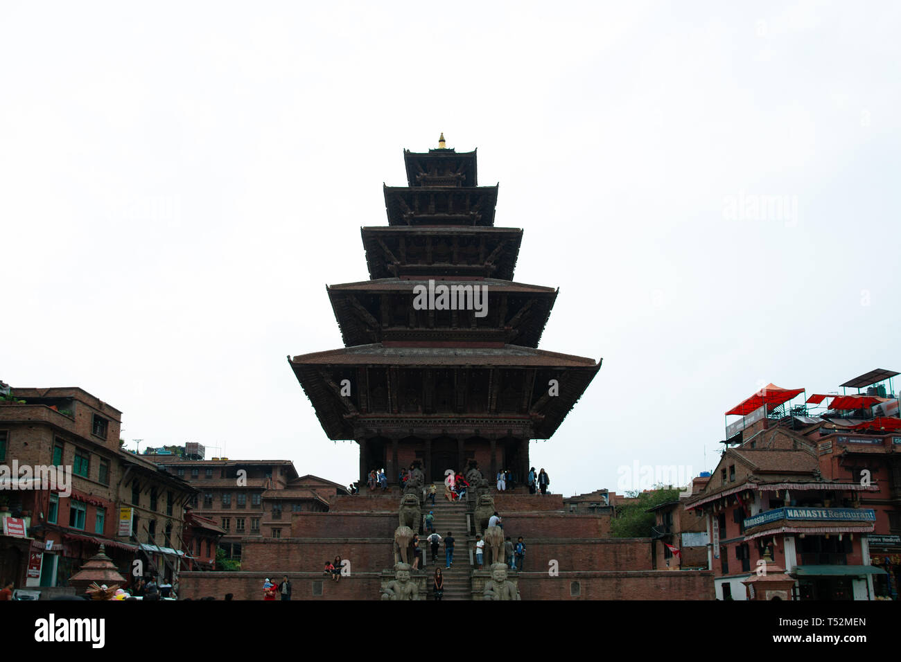 Kathmandu, Nepal - May 06, 2017: View of famous five storeyed temple ...