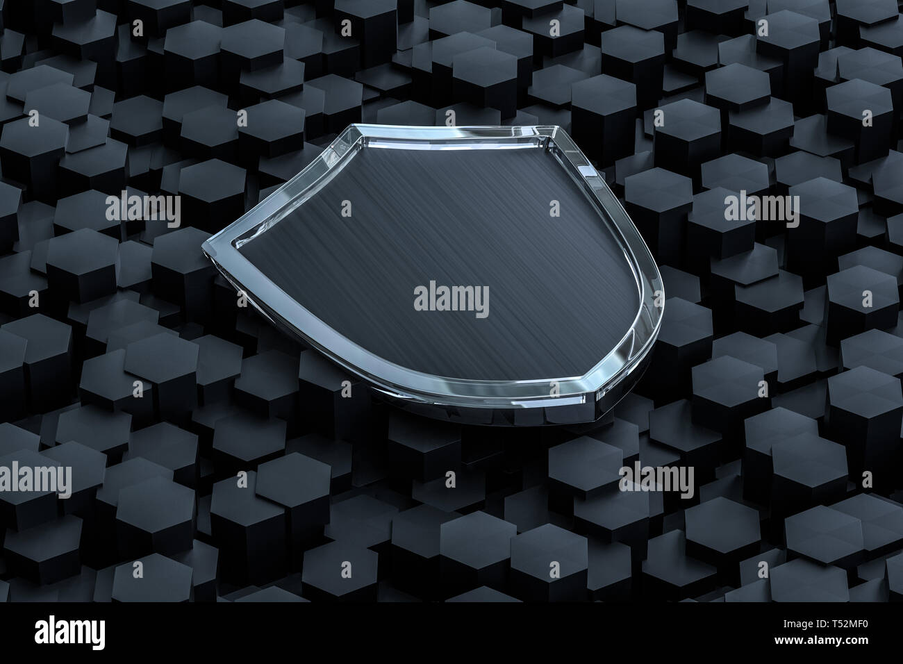 3d rendering, a defense shield with technological background, computer ...