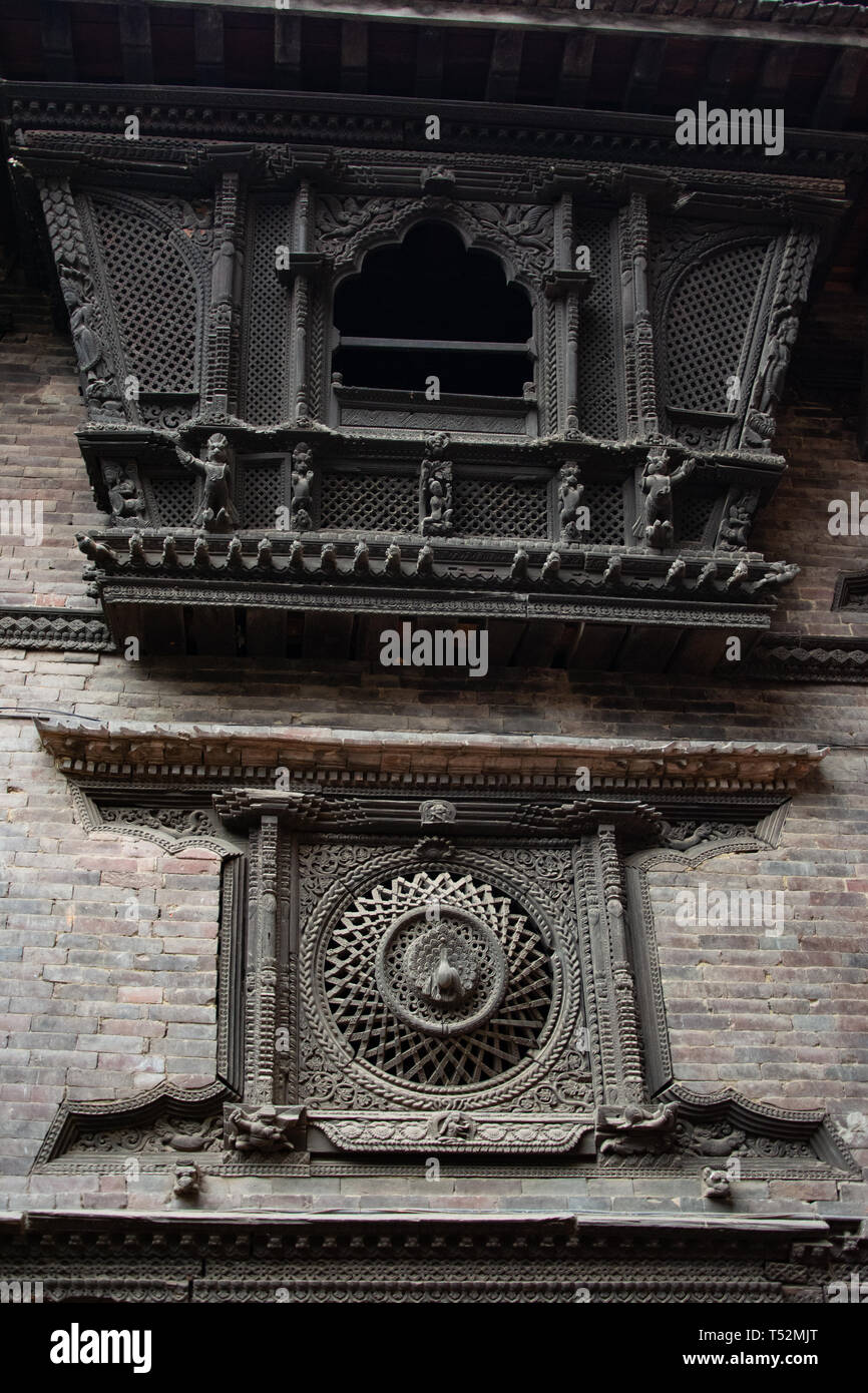 The famous Peacock Window in Bhaktapur. It is also considered as the ...