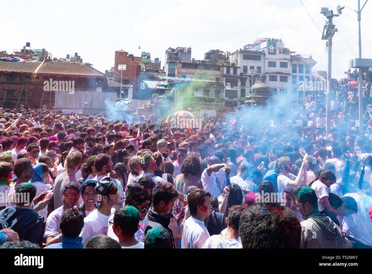 Kathmandu, Nepal - March 12, 2017: Huge crowd of locals and tourists ...