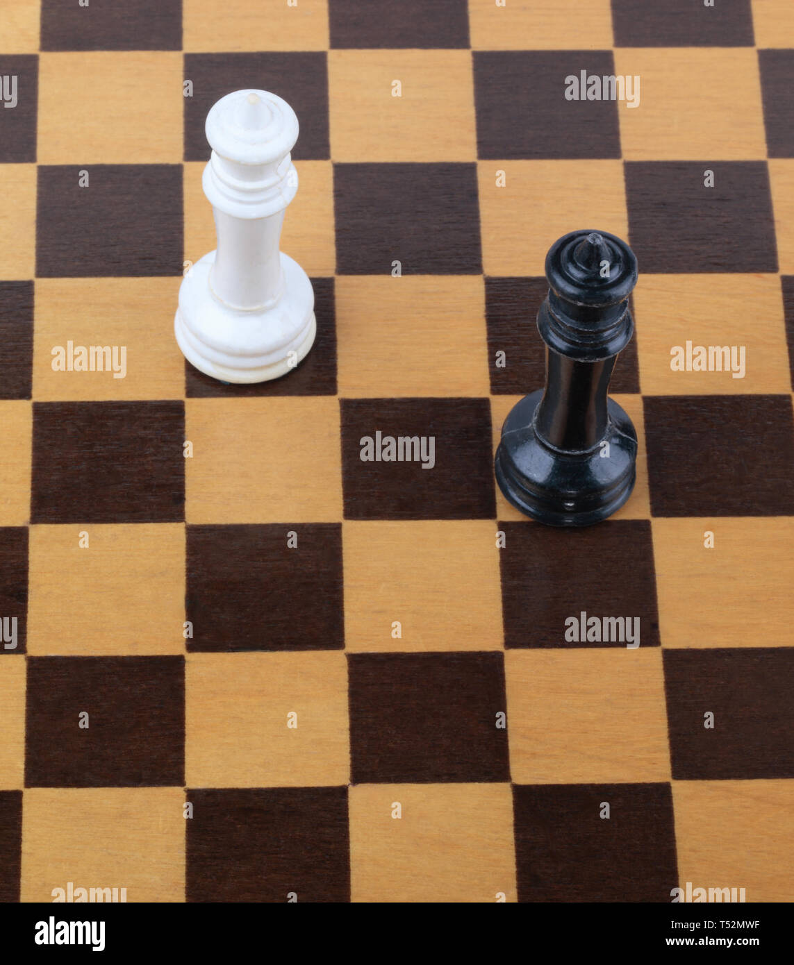 wooden checkerboard with figures Stock Photo - Alamy