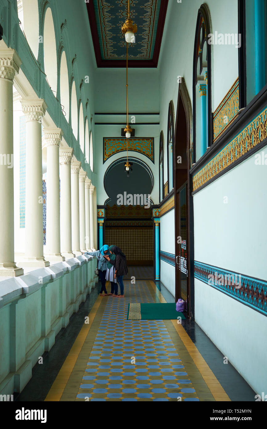 Exterior corridor of the Great Mosque in central Medan, Indonesia Stock ...