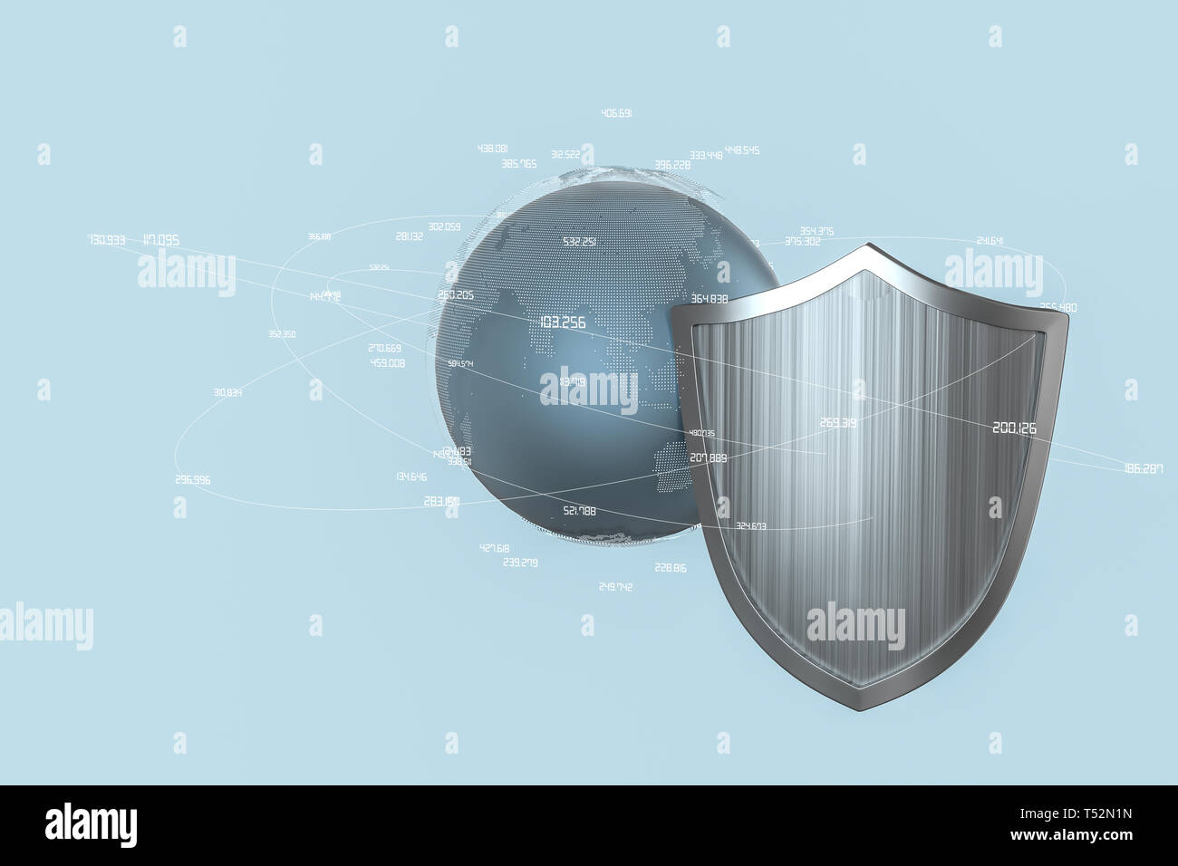 3d rendering, a defense shield with technological background, computer ...