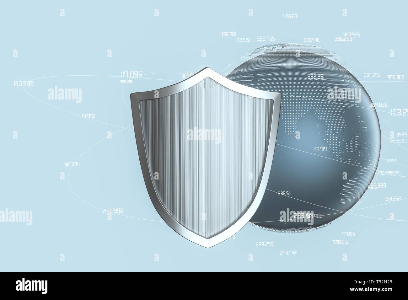 3d rendering, a defense shield with technological background, computer ...