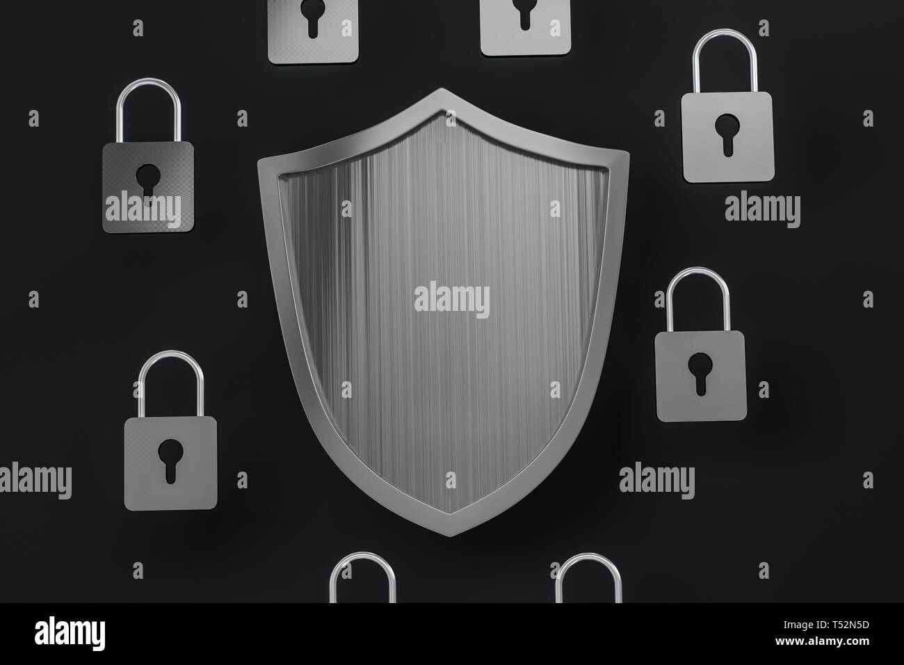 3d rendering, a defense shield with technological background, computer ...